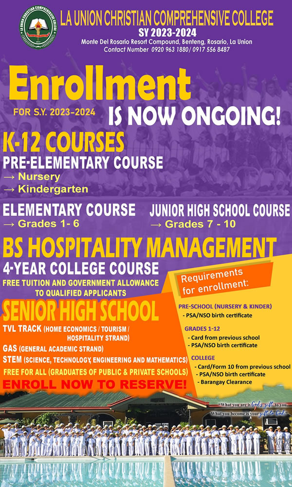 Courses Offered - La Union Christian Comprehensive College